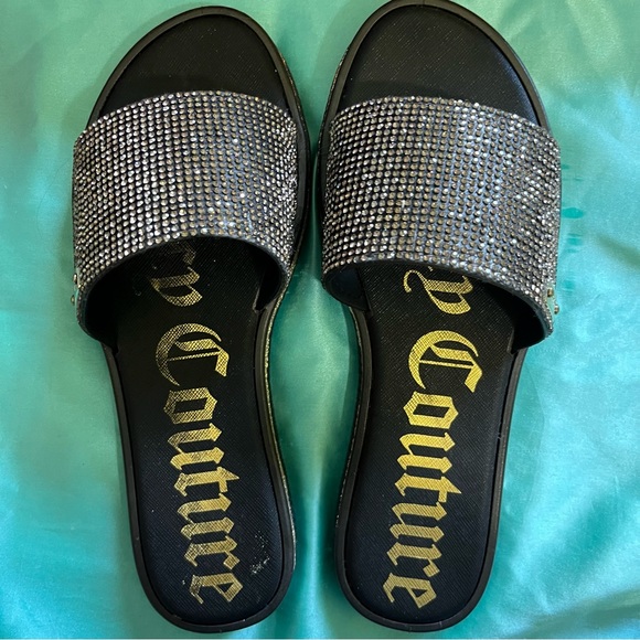 Juicy Couture | Shoes | Juicy Couture Gold Sparkle Slides Size 7 Worn ...
